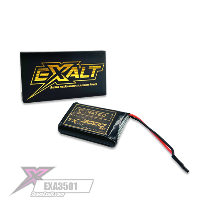 EXA3501 EXALT X RATED 1S LIPO TX/RECIEVER BATTERY (3.7V/3000mAh) w/ Fu ...