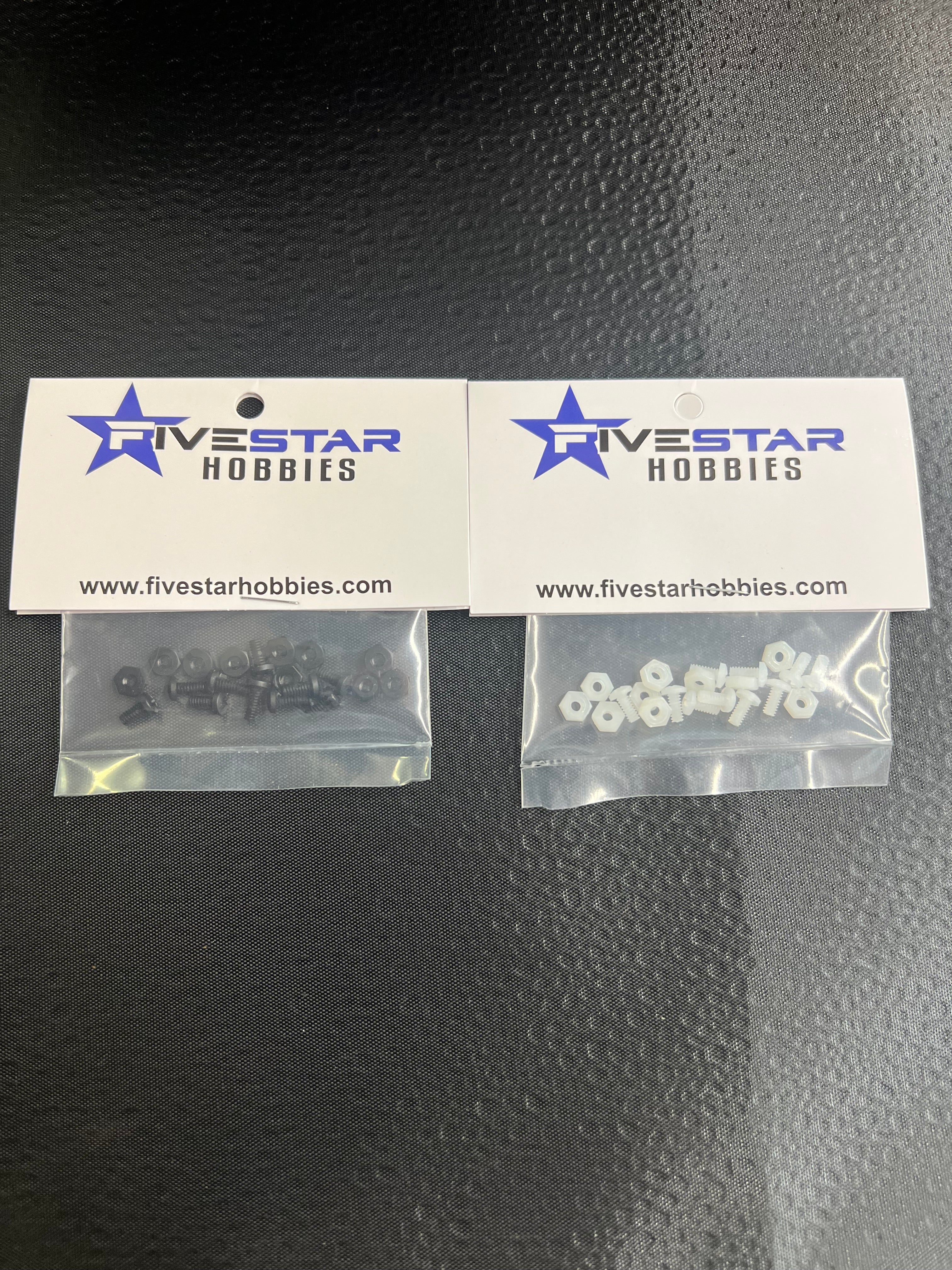 Nylon screws and nuts 10 pack black or white – Five Star Hobbies