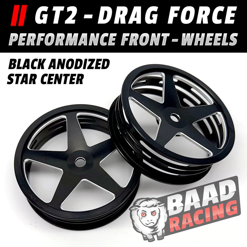 BAAD11 GT2 - GLUE TYPE DRAG FORCE - FRONT WHEELS - BLACK - STAR CENTER ...